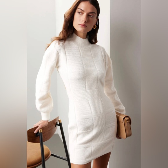 AREA | Dresses | Area Stars Off White Open Back Knit Dress Size Large ...